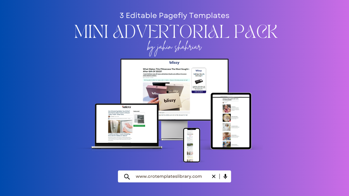 3 Shopify Advertorial Templates Pack ( 3 Editable Pagefly Templates ...